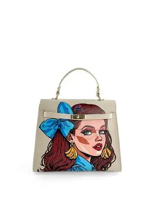 MAISON RUBAIYAT Neutrals Lulu Hand Painted Leather Bag Emma