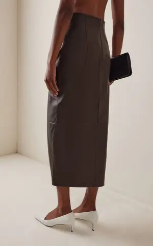 Lela Rose Leather Asymmetrical Pencil Skirt