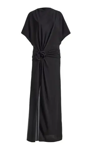 ROTATE BY BIRGER CHRISTENSEN Slit Crepe Maxi Dress