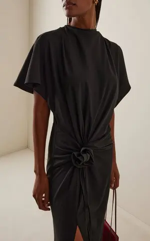 ROTATE BY BIRGER CHRISTENSEN Slit Crepe Maxi Dress