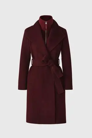Mackage Norita 2-in-1 Double Face Wool Coat With Sash - Garnet