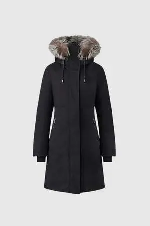 Mackage Shiloh-x 2-in-1 Fitted Down Coat With Removable Bib And Silver Fur - Black