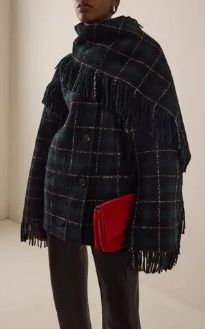 TOTEME Fringed Scarf Wool-blend Jacket
