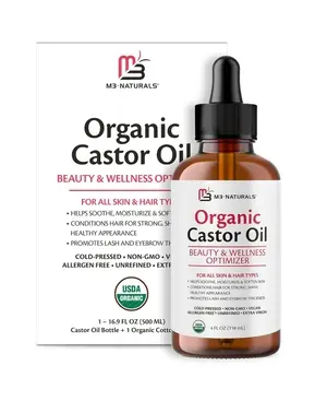 M3 Naturals Castor Oil Liquid 4 Fluid Ounce - No Color