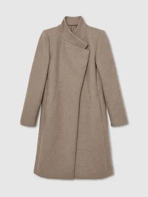 REISS Max Petite Wool-blend Wrapover Mid-length Coat