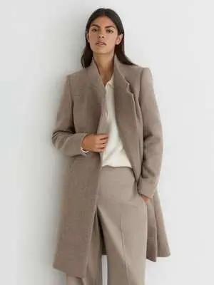 REISS Max Petite Wool-blend Wrapover Mid-length Coat