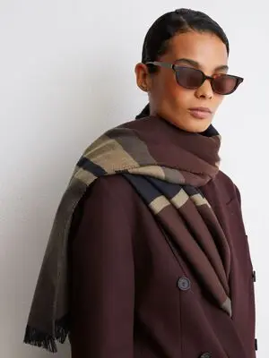 REISS Cynthia Block-stripe Scarf - Grey/neutral
