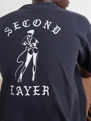 SECOND / LAYER Printed Cotton-jersey T-shirt