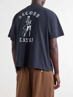 SECOND / LAYER Printed Cotton-jersey T-shirt