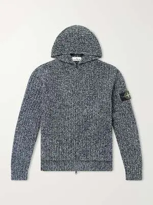 Stone Island Knitted Cotton-chenille Zip-up Hoodie