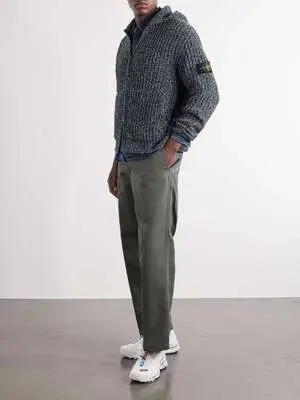 Stone Island Knitted Cotton-chenille Zip-up Hoodie