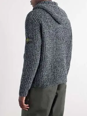 Stone Island Knitted Cotton-chenille Zip-up Hoodie