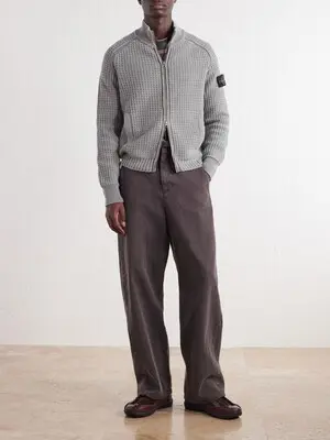 Stone Island Mineral-dyed Cotton Zip-up Sweater - Gray