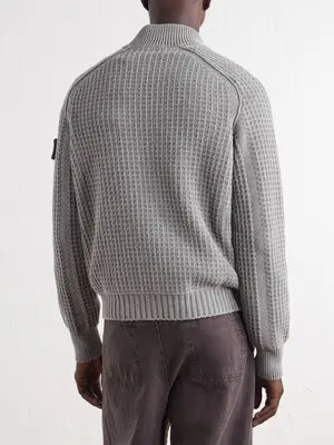 Stone Island Mineral-dyed Cotton Zip-up Sweater - Gray