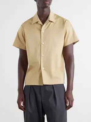 SECOND / LAYER Avenue Camp-collar Stretch-cotton Poplin Shirt - Yellow