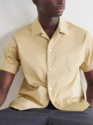 SECOND / LAYER Avenue Camp-collar Stretch-cotton Poplin Shirt - Yellow