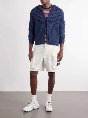 Stone Island Knitted Cotton-chenille Zip-up Hoodie