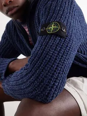 Stone Island Knitted Cotton-chenille Zip-up Hoodie