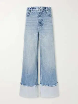 Sea Zayna Frayed High-waisted Wide-leg Jeans - Blue