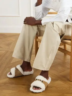 Balenciaga Buckle-detailed Suede-lined Slip-on Flats