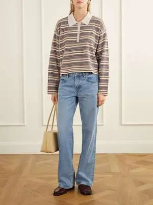 FRAME Striped Wool And Cashmere-blend Polo Sweater