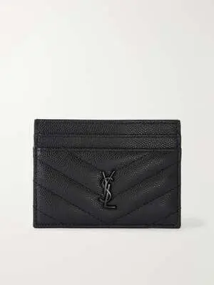 Saint Laurent Cassandre Matelassé Textured-leather Cardholder - Black