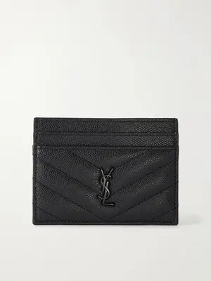 Saint Laurent Cassandre Matelassé Textured-leather Cardholder - Black