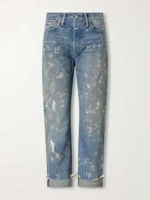 Ralph Lauren Paint-splattered Boyfriend Jeans - Mid Denim