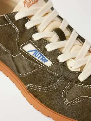 AUTRY Windspin Low Logo-embroidered Calf Hair Low-top Sneakers