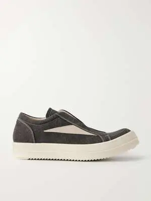 Rick Owens Laceless Vintage Suede-trimmed Canvas Sneakers - Gray