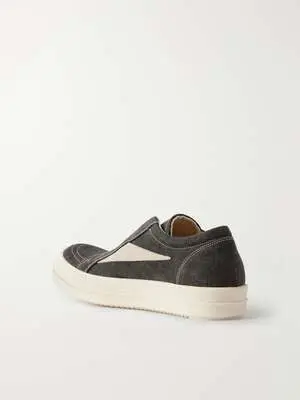 Rick Owens Laceless Vintage Suede-trimmed Canvas Sneakers - Gray