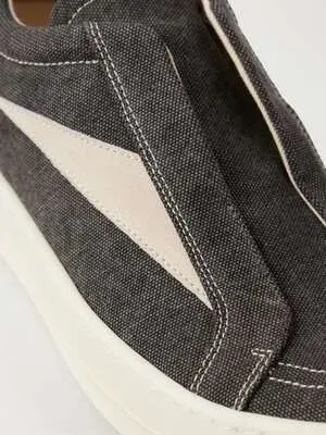 Rick Owens Laceless Vintage Suede-trimmed Canvas Sneakers - Gray