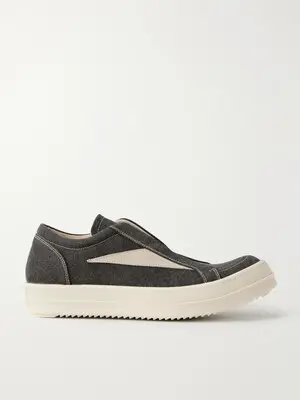 Rick Owens Laceless Vintage Suede-trimmed Canvas Sneakers - Gray