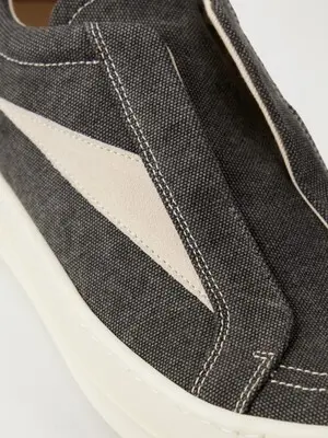 Rick Owens Laceless Vintage Suede-trimmed Canvas Sneakers - Gray