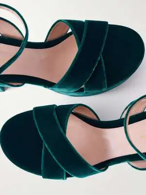 GIANVITO ROSSI 35 Velvet Sandals