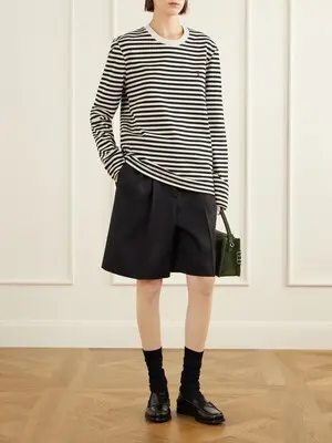 AMI Paris Logo-embroidered Striped Cotton-jersey T-shirt