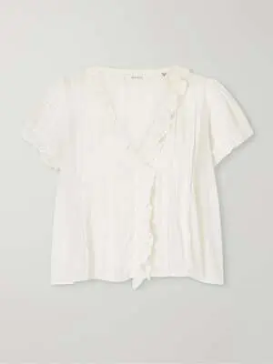 DÔEN Helena Lace-trimmed Organic Cotton Blouse - White