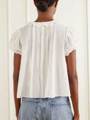 DÔEN Helena Lace-trimmed Organic Cotton Blouse