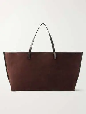 Staud Christos Large Leather-trimmed Suede Tote Bag