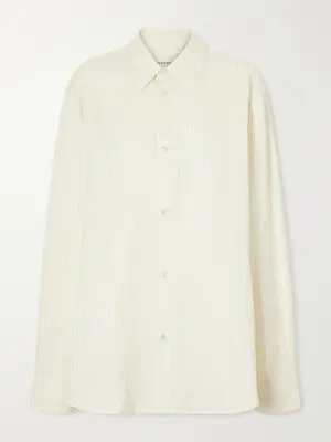 Studio Nicholson Striped Cotton And Silk-blend Shirt - Blue