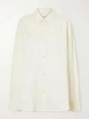 Studio Nicholson View Striped Cotton And Silk-blend Shirt - Light Blue