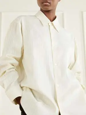 Studio Nicholson View Striped Cotton And Silk-blend Shirt