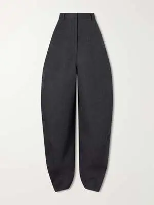 Balenciaga High-waist Barrel-leg Wool Pants - Gray
