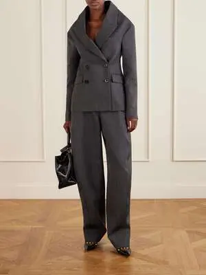 Balenciaga High-waist Barrel-leg Wool Pants
