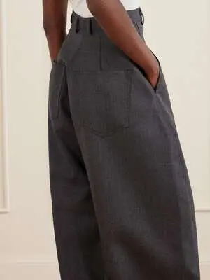 Balenciaga High-waist Barrel-leg Wool Pants
