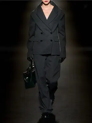 Balenciaga High-waist Barrel-leg Wool Pants
