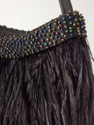 Staud Winslow Bead And Feather-embellished Silk Shoulder Bag