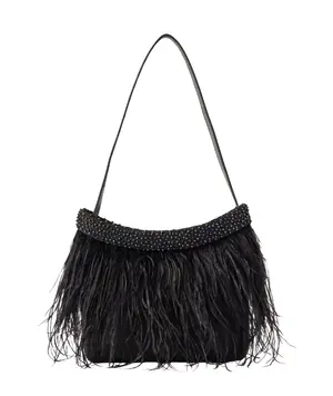 Staud Winslow Embellished Feather Shoulder Bag - Black