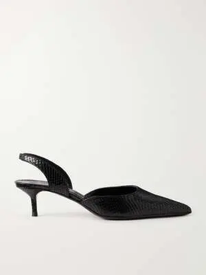 Staud Sebastian Snake-effect Leather Pumps - Black