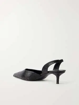 Staud Sebastian Snake-effect Leather Pumps